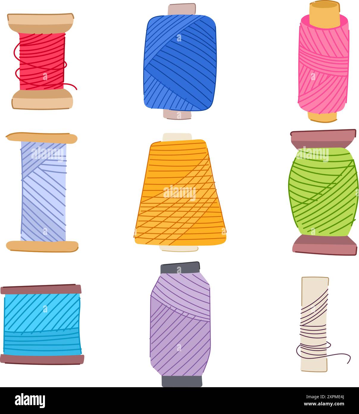 thread spool set cartoon vector illustration Stock Vector Image & Art ...