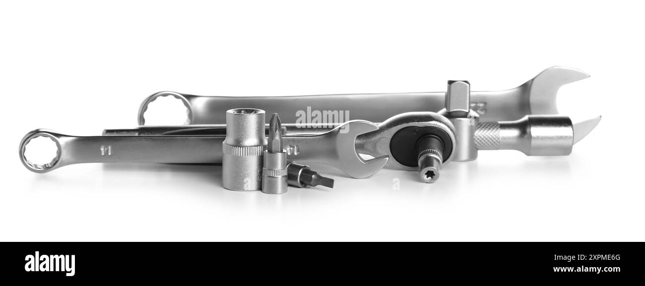 Set of auto mechanic's tools isolated on white Stock Photo - Alamy