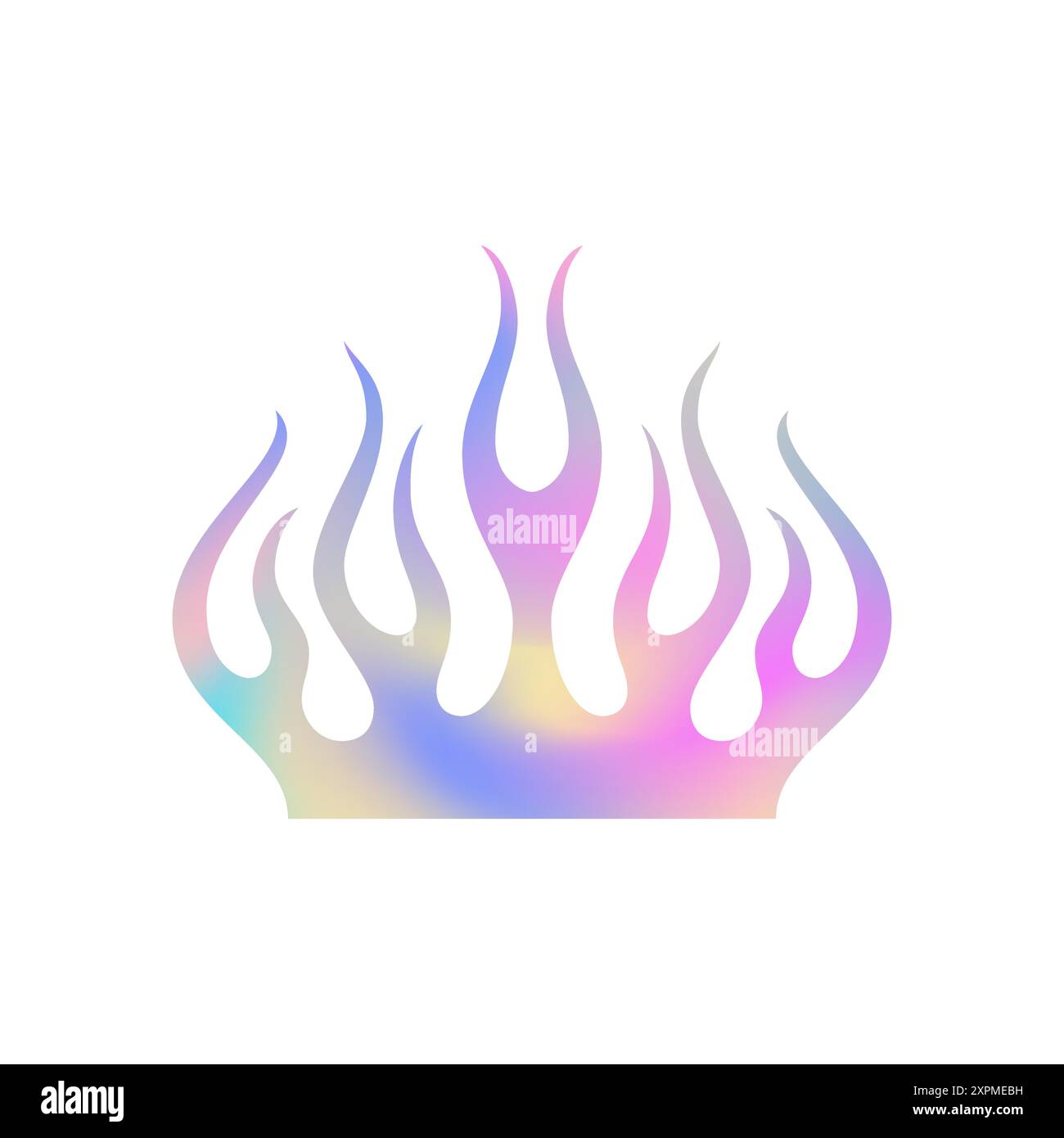 Y2k blaze fire flame neon pink gradient metal hologram icon vector flat ...