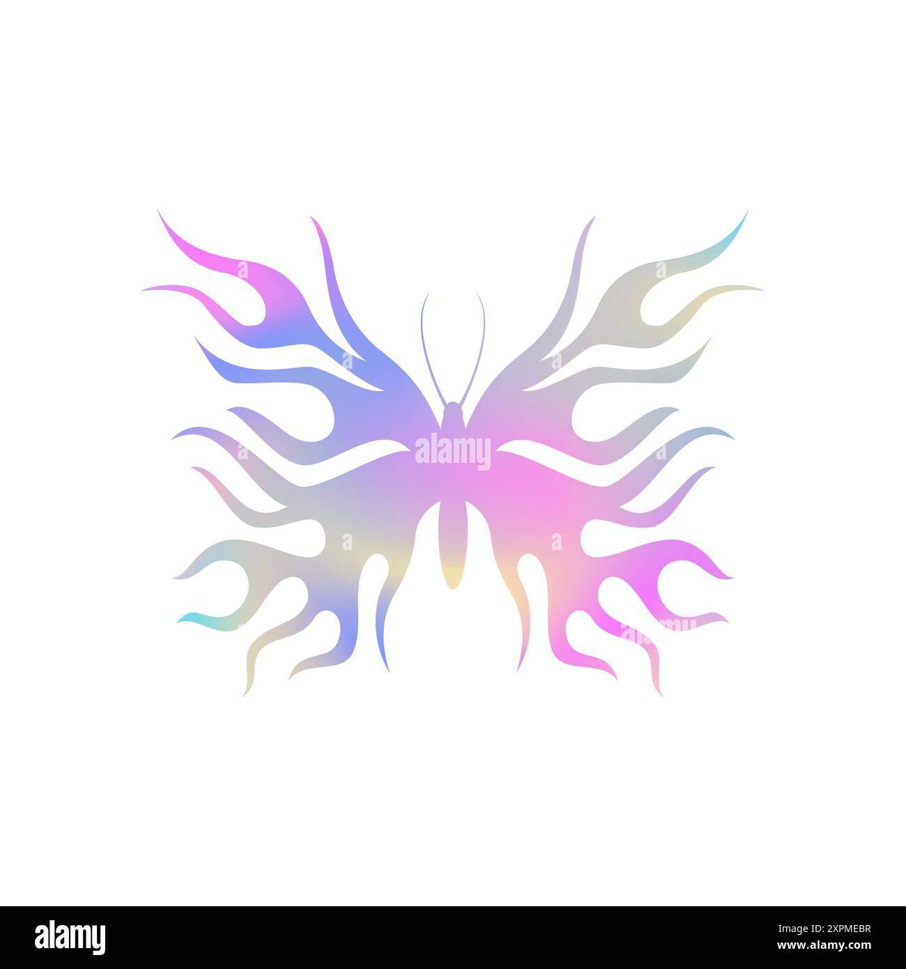 Y2k butterfly fire flame wings glam metal gradient silhouette icon ...