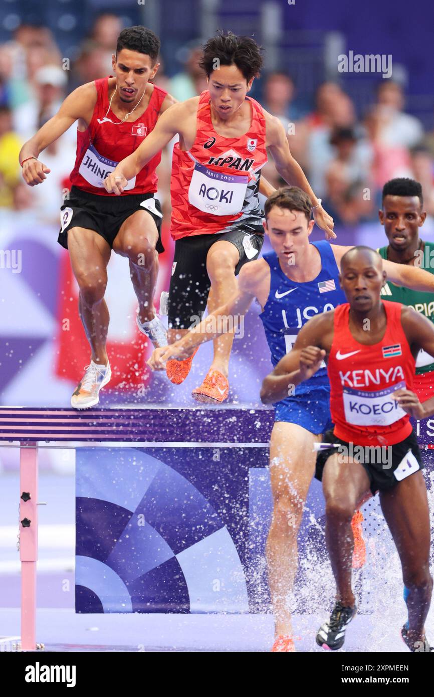 Saint-Denis, France. 5th Aug, 2024. Ryoma Aoki (JPN) Athletics : Men's 3000m Steeplechase Round ...