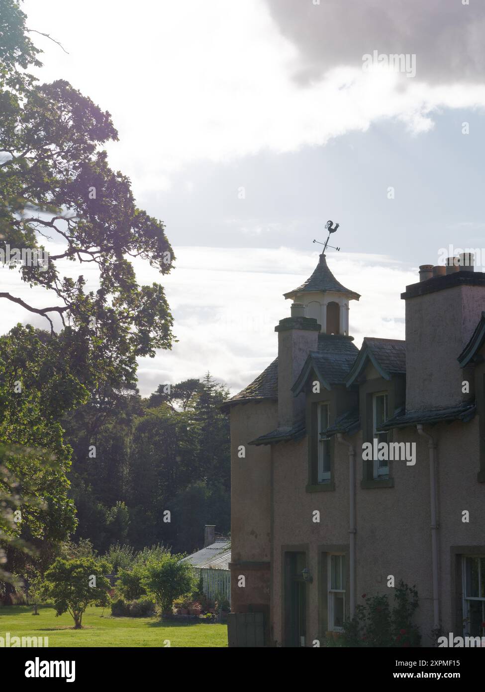 Historic Colstoun House with gardens and rotunda building with Weather ...