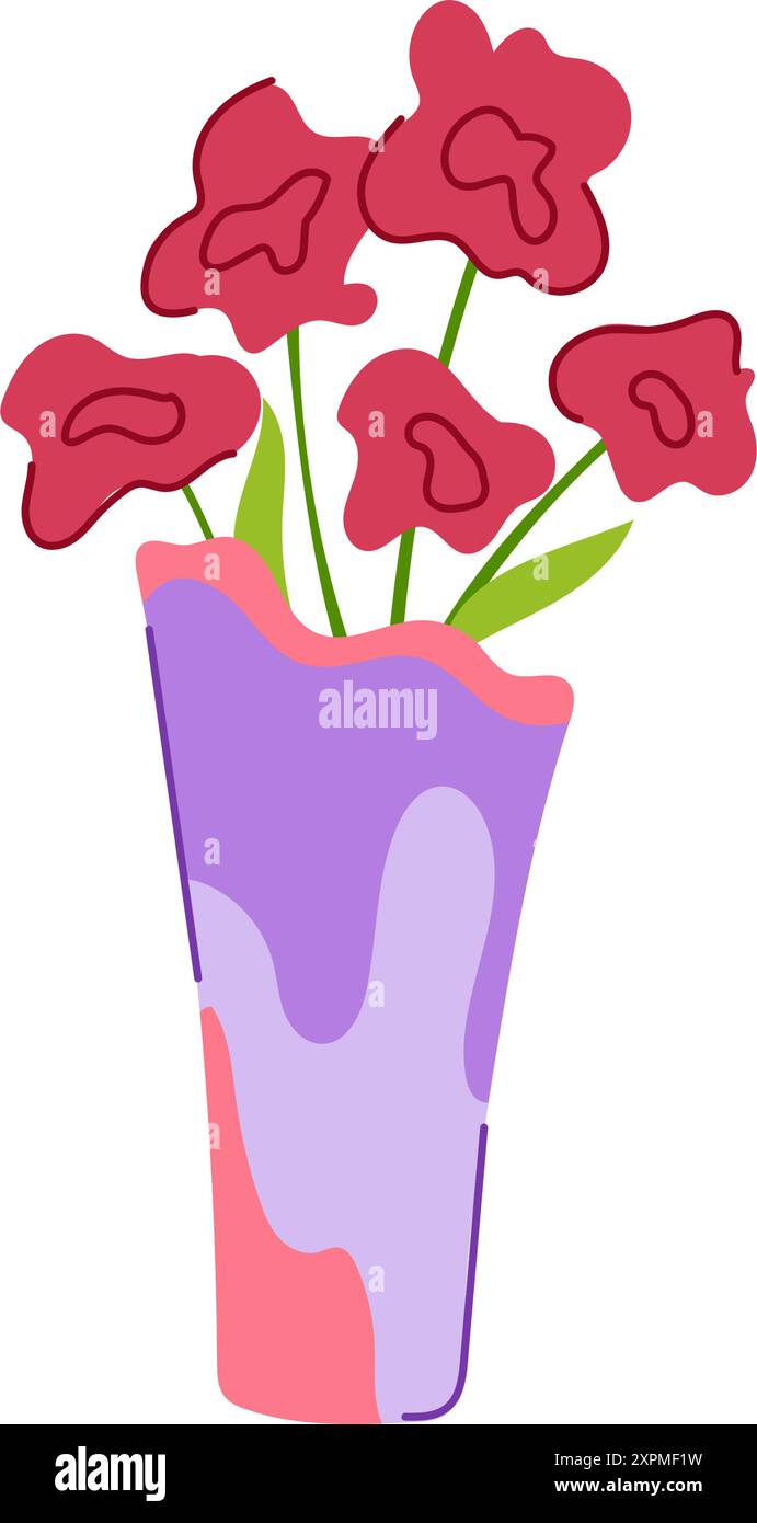 decoration vase flower cartoon vector illustration Stock Vector Image ...
