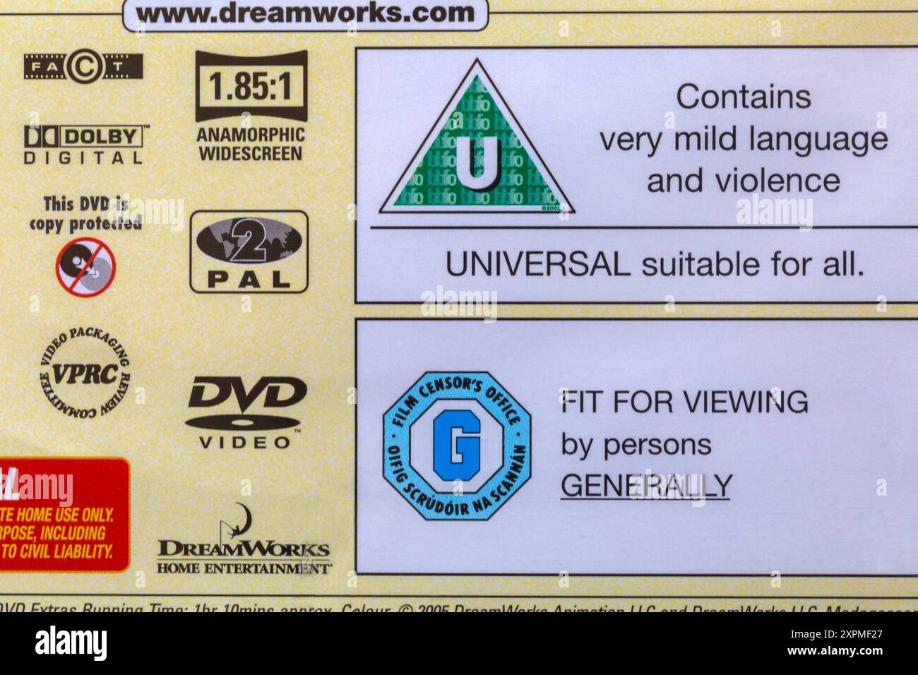 U rating classification on DVD disc Stock Photo - Alamy