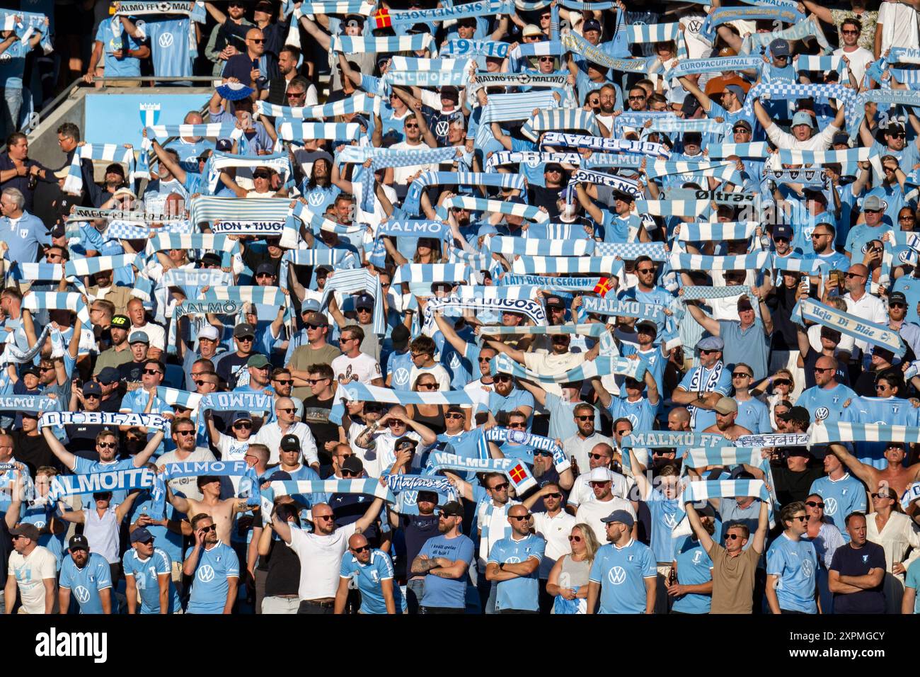 Malmoe, Sweden. 06th, August 2024. Football fans of Malmo FF seen on ...