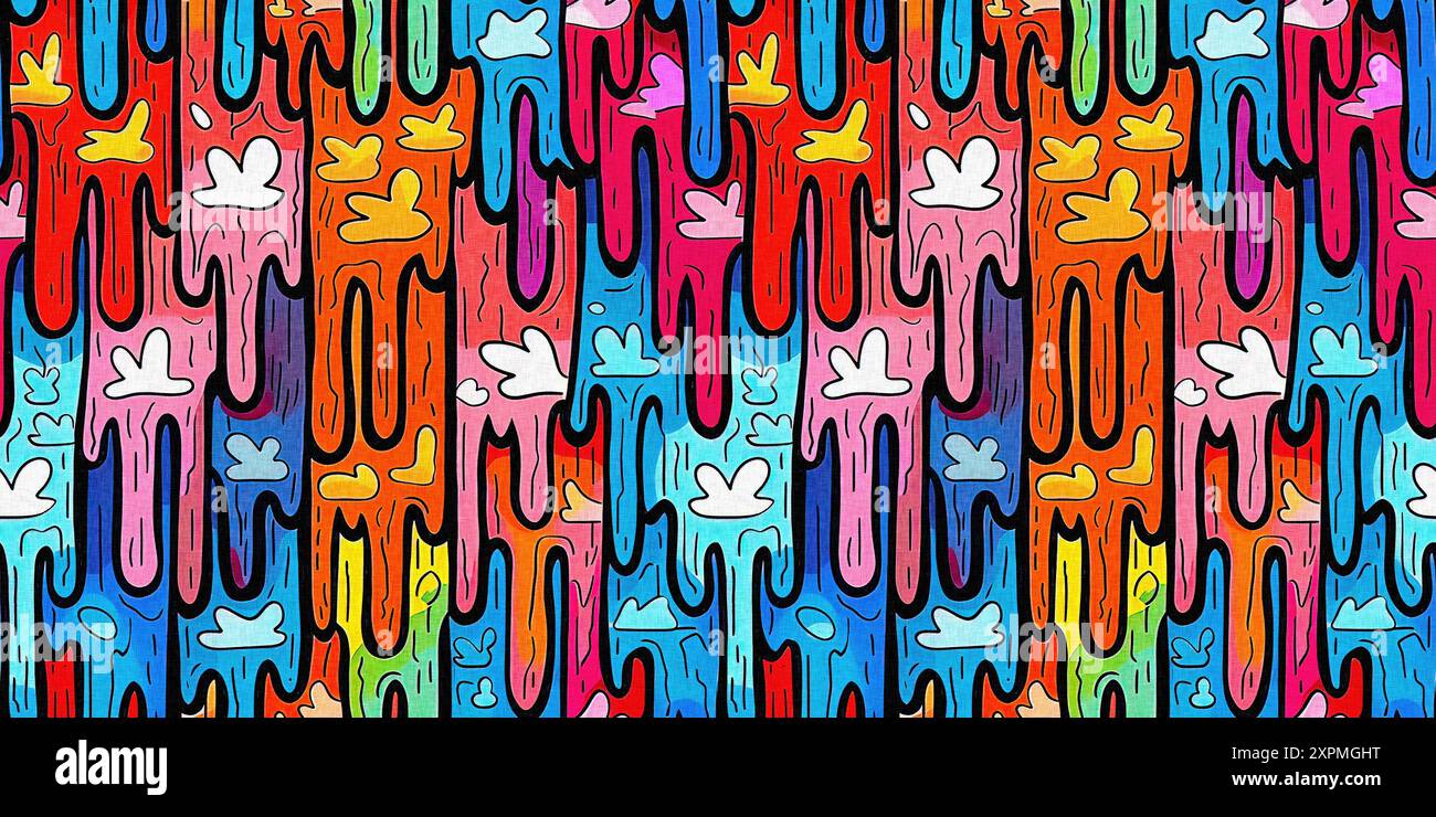 Fun dripping paint effect digital banner pattern with whimsical ink ...