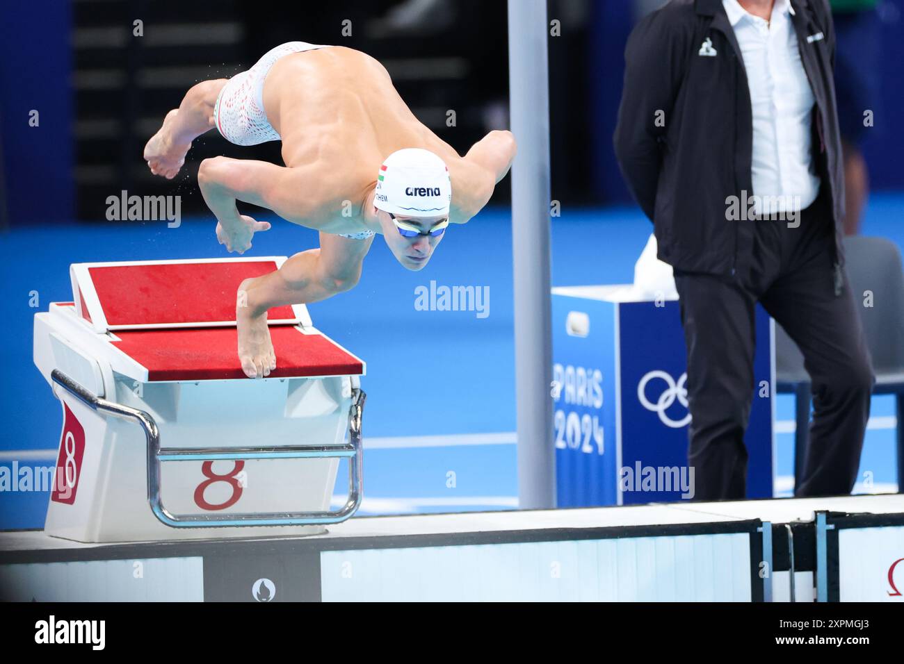 Nanterre, France. 4th Aug, 2024. David Betlehem (HUN) Swimming : Men's ...