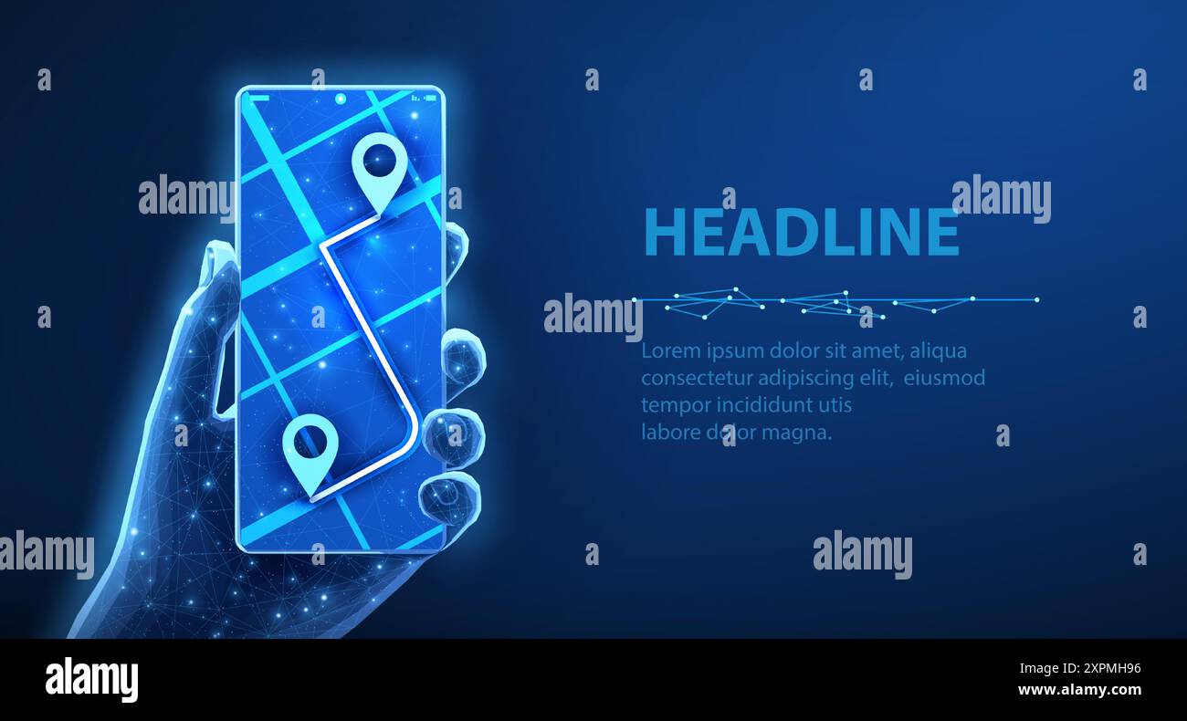 Phone with map and pins. Phone mobile app, gps tracker, geo location Stock Vector Image & Art ...