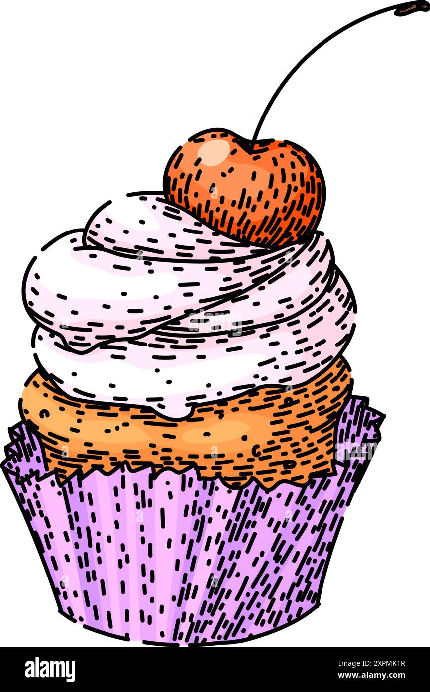sweet cupcake sketch hand drawn vector Stock Vector Image & Art - Alamy