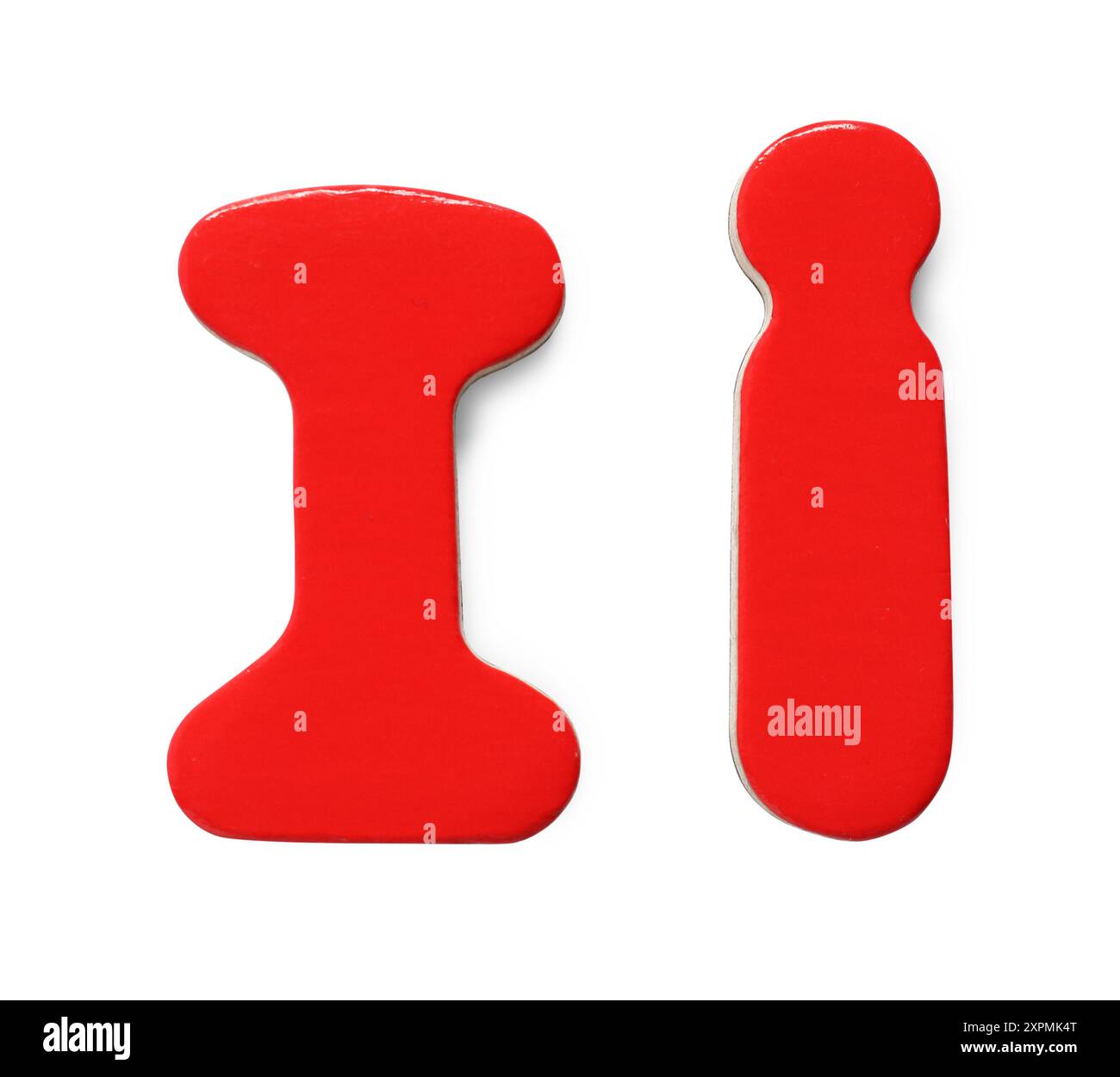 Uppercase and lowercase red magnetic letter I isolated white Stock Photo - Alamy