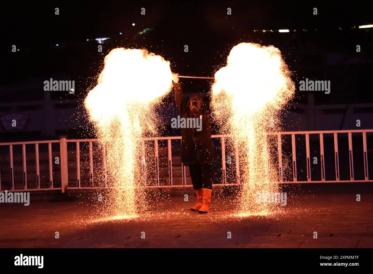 Folk artists perform the intangible cultural heritage skill in Shaodong ...