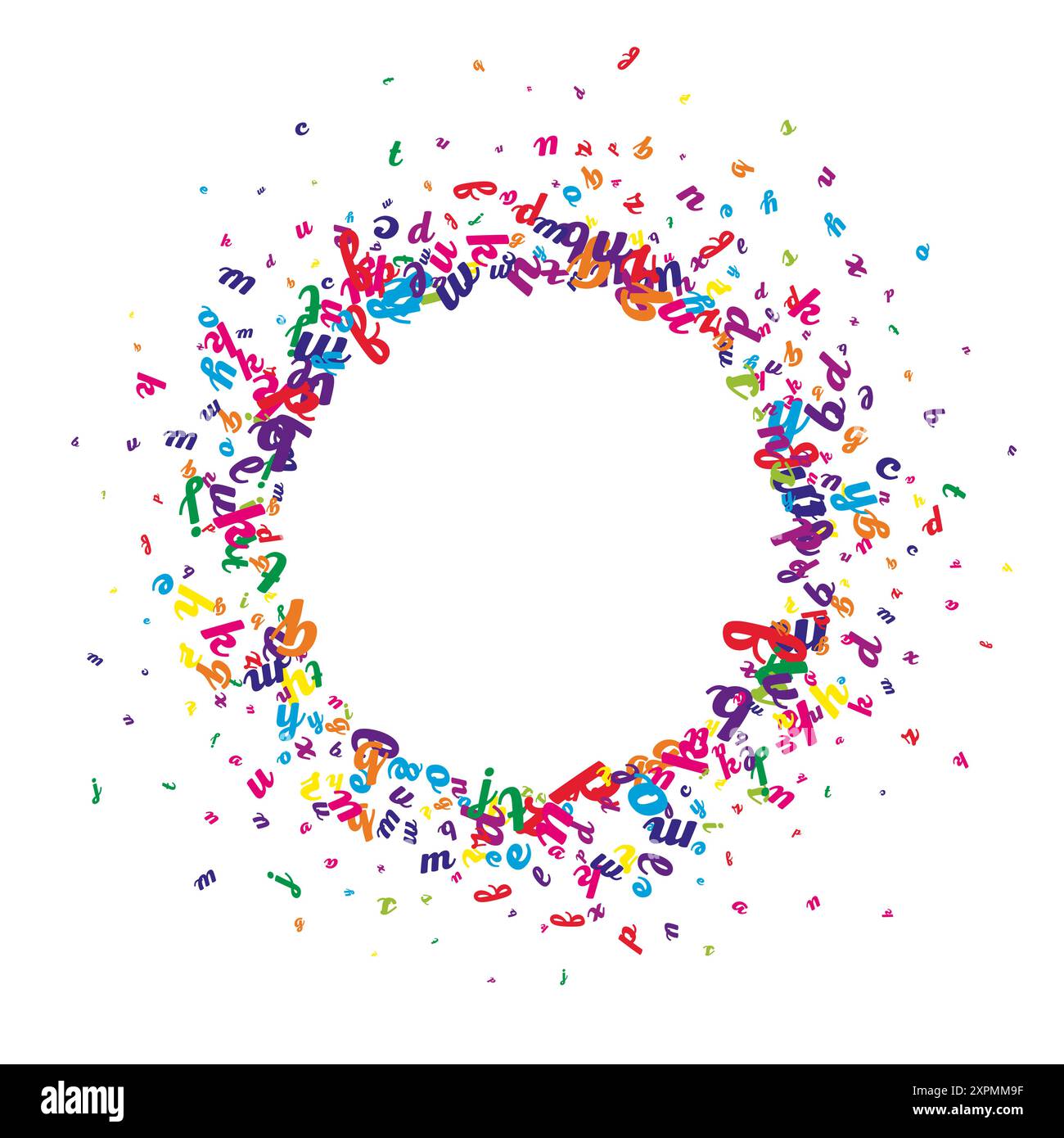 Flying latin letters. Colorful childish scattered charachters of ...