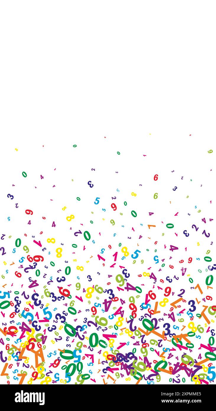 School math notebook cover. Colorful childish numbers floating in the ...