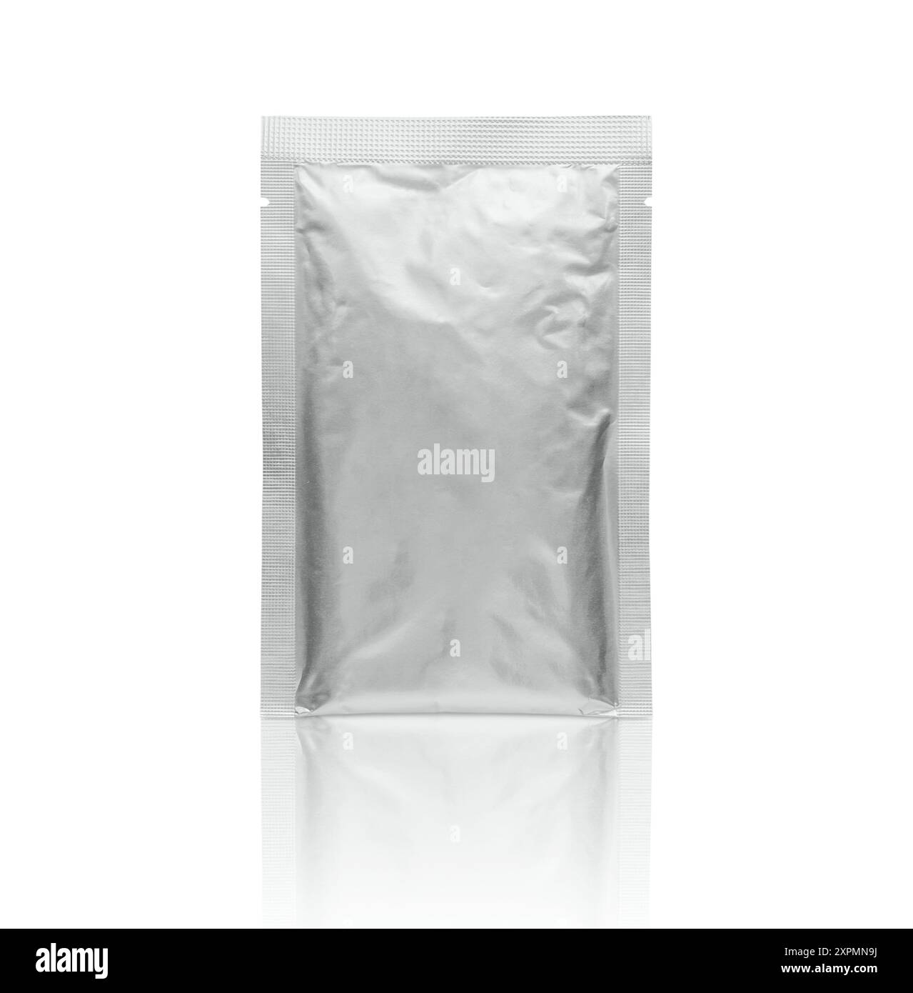 blank aluminum foil sachet packaging isolated on white background with ...