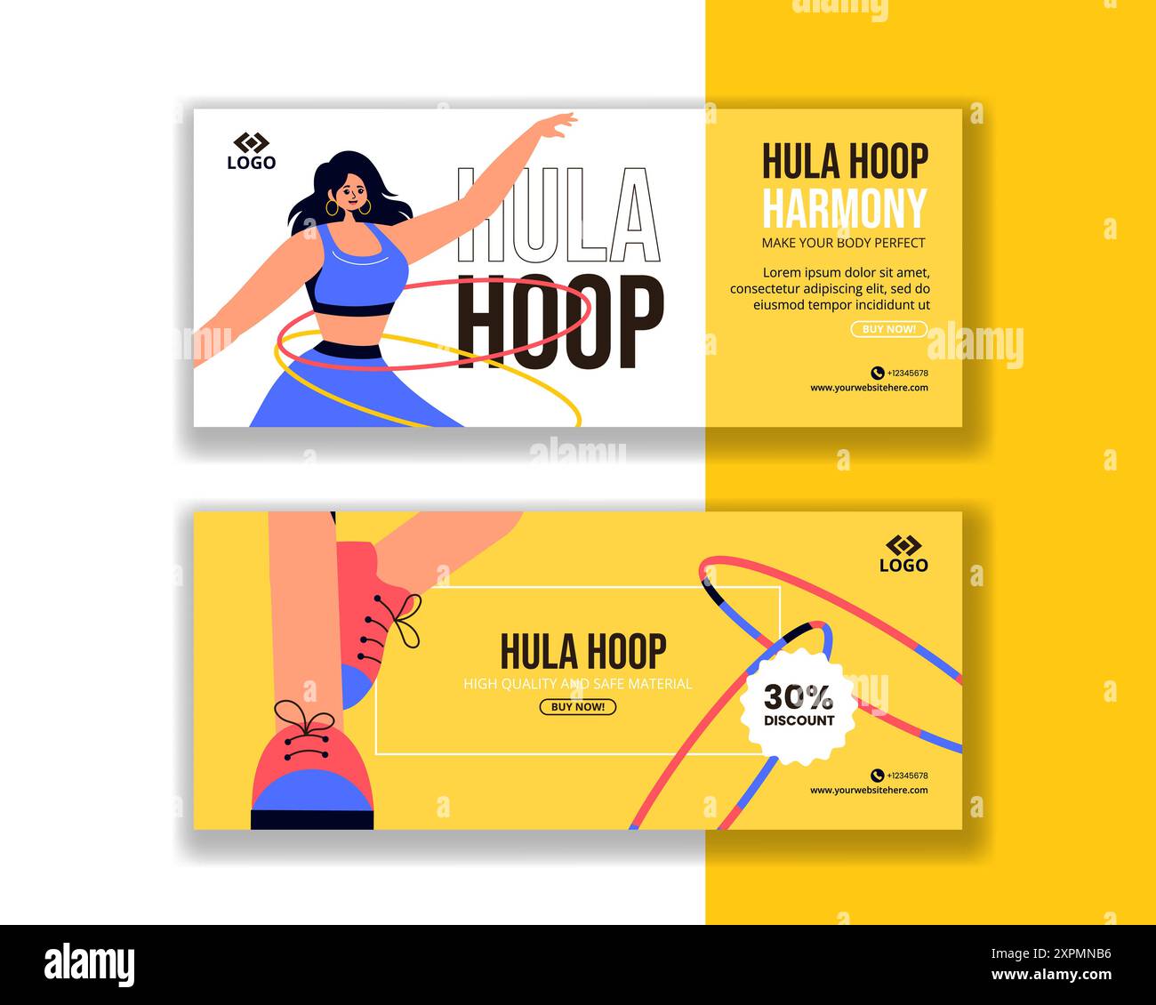 Hula Hoop Horizontal Banner Flat Cartoon Hand Drawn Templates ...