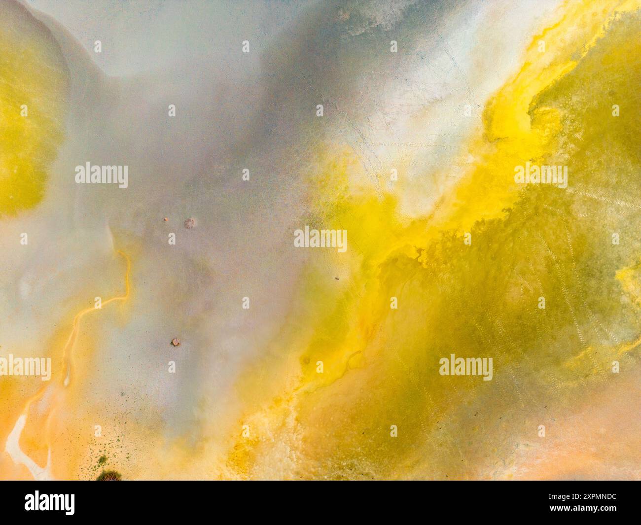 Aerial view of the multicolored texture and patterns of Yarisli Lake in ...