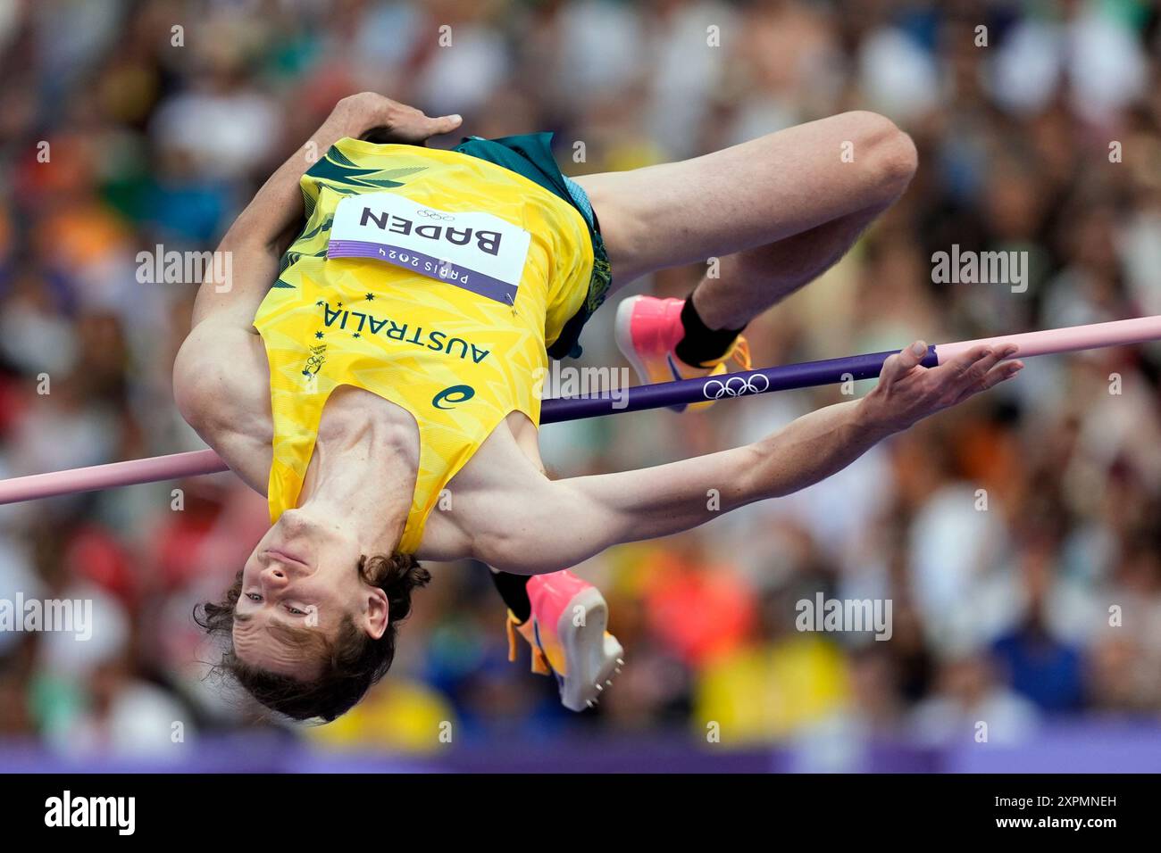 Joel Baden, of Australia, competes during the men's high jump ...