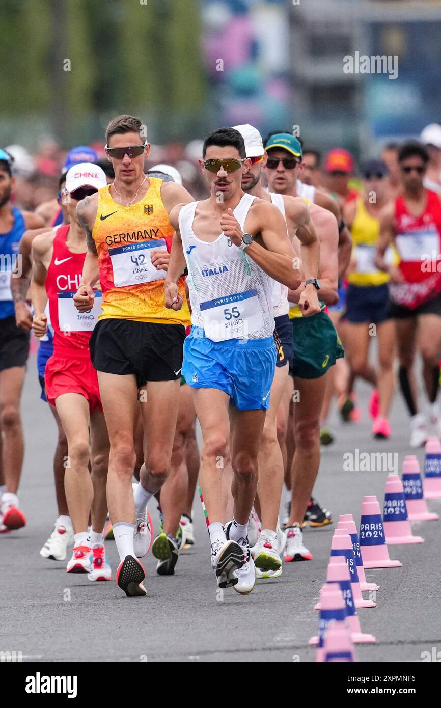 Massimo Stano of Italy competes during Marathon Race Walk Relay Mixed ...