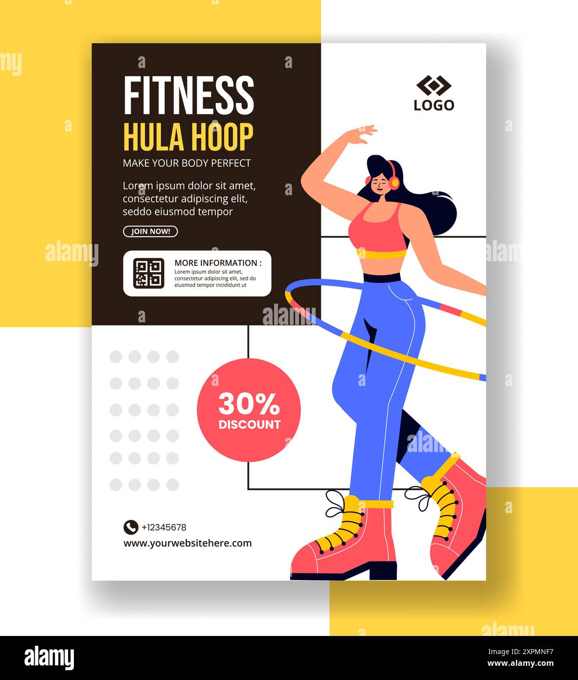Hula Hoop Vertical Poster Flat Cartoon Hand Drawn Templates Background ...