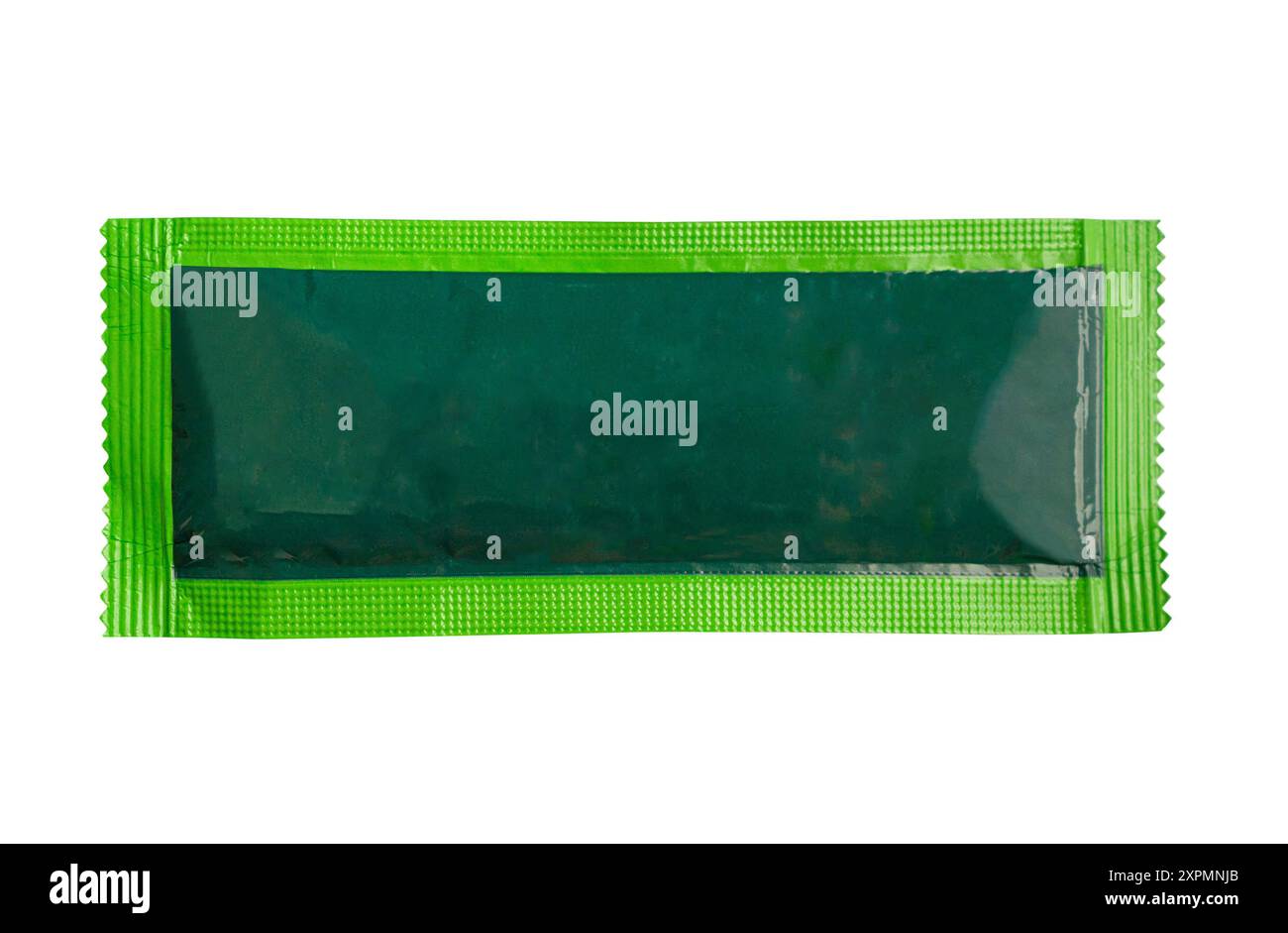 Green color sauce ketchup sachet package isolated on white background ...