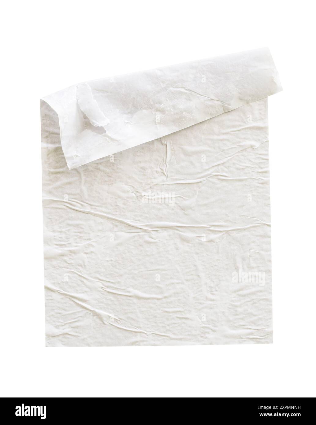 Blank white crumpled and creased paper poster texture isolated on white ...