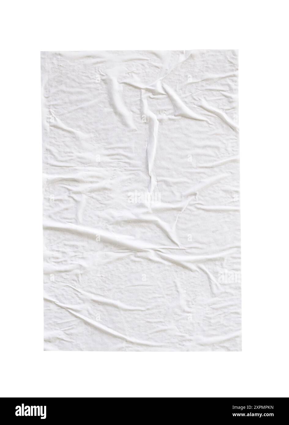 Blank white crumpled and creased paper poster texture isolated on white ...