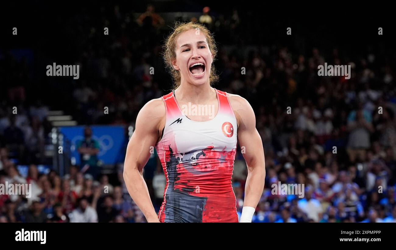 Turkey's Buse Tosun Cavusoglu celebrates after defeating North Korea's ...