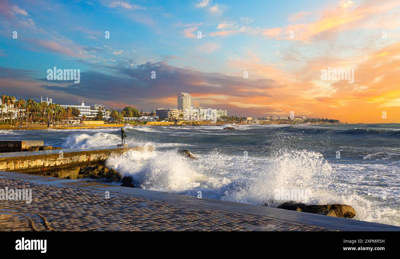 Paphos sunset embankment beach hi-res stock photography and images - Alamy