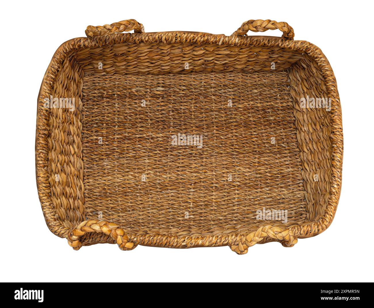 empty large wicker basket isolated on white background with clipping ...