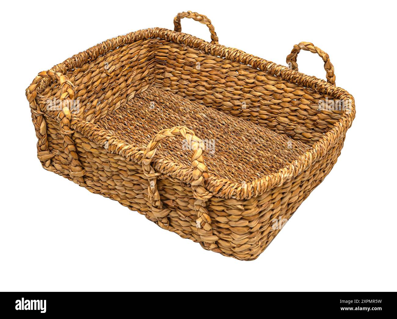empty large wicker basket isolated on white background with clipping ...