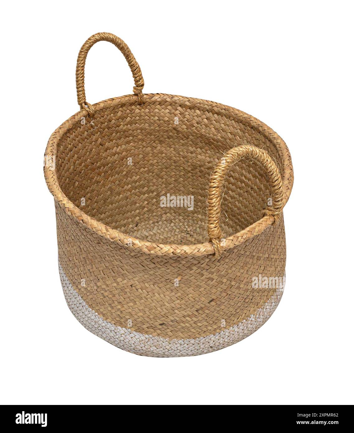 empty large wicker basket isolated on white background Stock Photo - Alamy