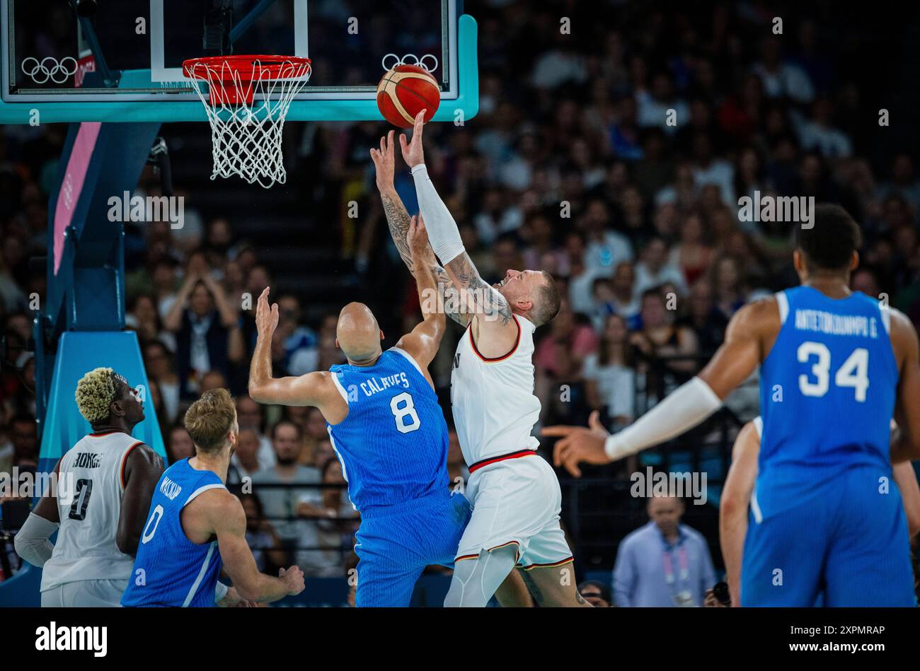 Paris, France. 6th AUG 2024. Nick Calathes (GRE) Daniel Theis (GER ...