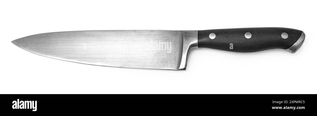 One knife with black handle isolated on white with clipping path Stock ...