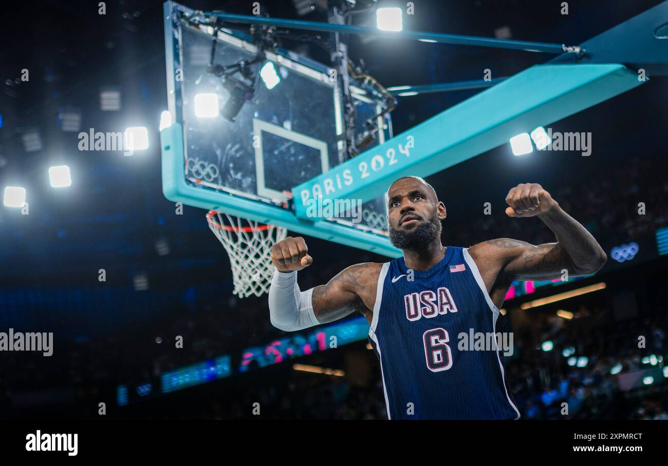 Paris, France. 6th AUG 2024. LeBron James (USA) Paris 2024 Olympic ...