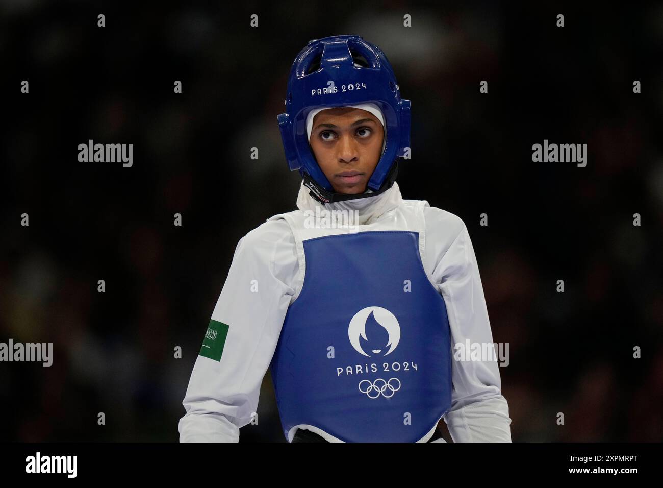 Saudi Arabia's Dunya Ali M Abutaleb stands as she competes with Israel ...