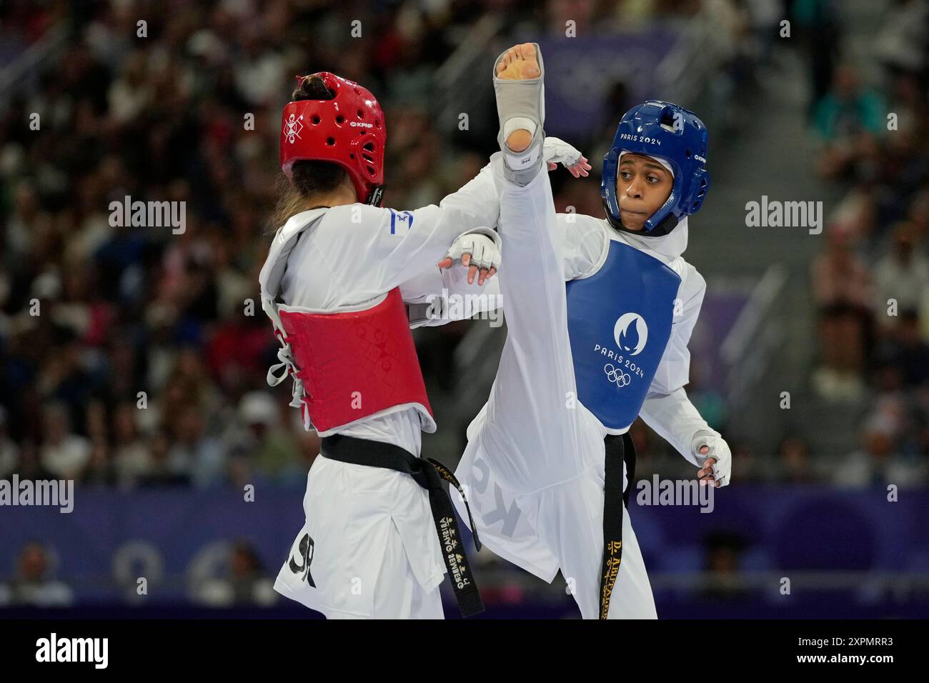 Israel's Abishag Semberg competes with Saudi Arabia's Dunya Ali M ...
