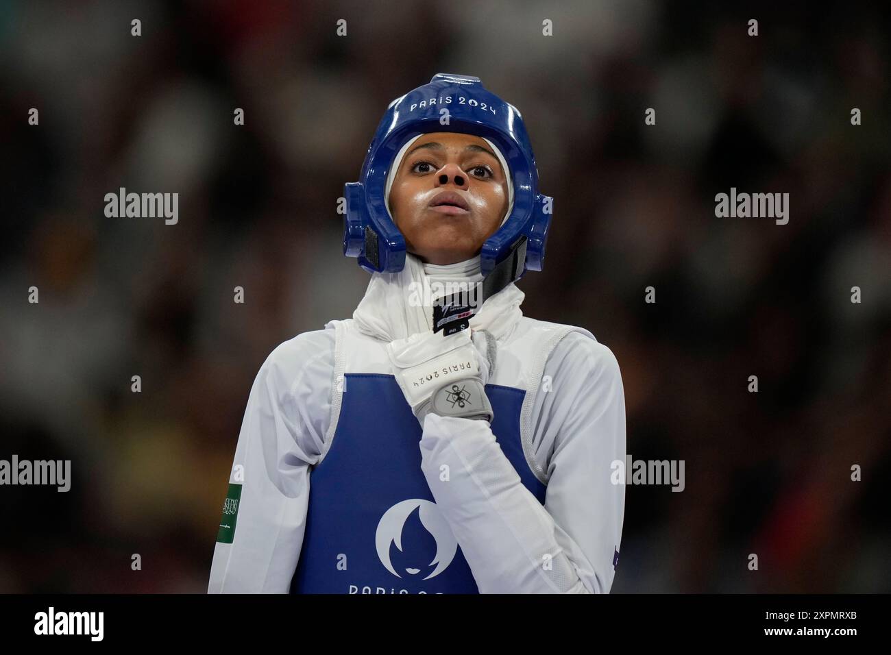 Saudi Arabia's Dunya Ali M Abutaleb stands as she competes with Israel ...