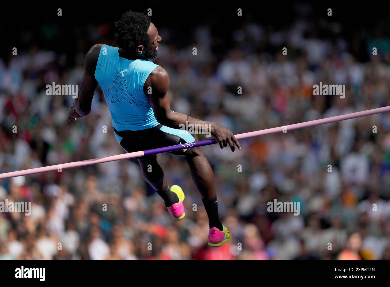 Donald Thomas, of Bahamas, competes during the men's high jump ...