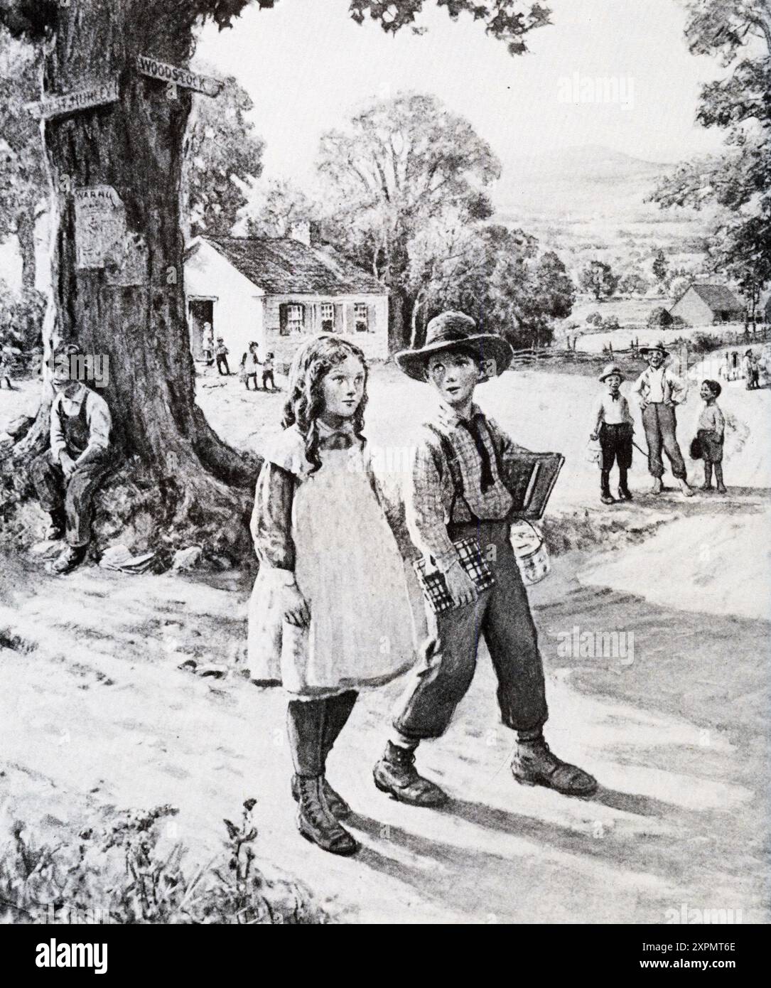 Two children walking to a country school, circa 1880 Stock Photo - Alamy Two children walking to a country school, circa 1880 Stock Photo - Alamy