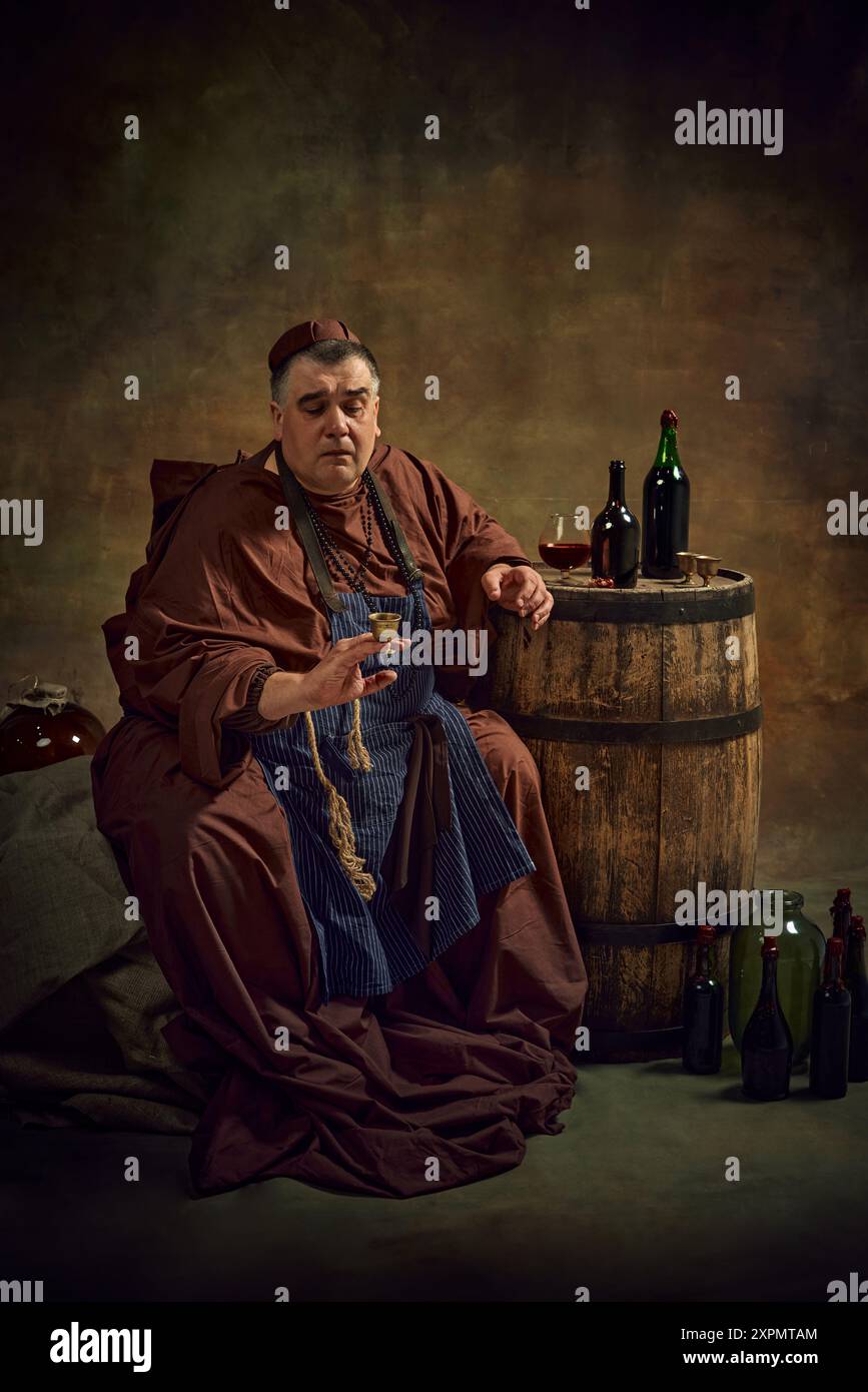 Rich tradition of craftsmanship of abbey ale production. Medieval monk ...