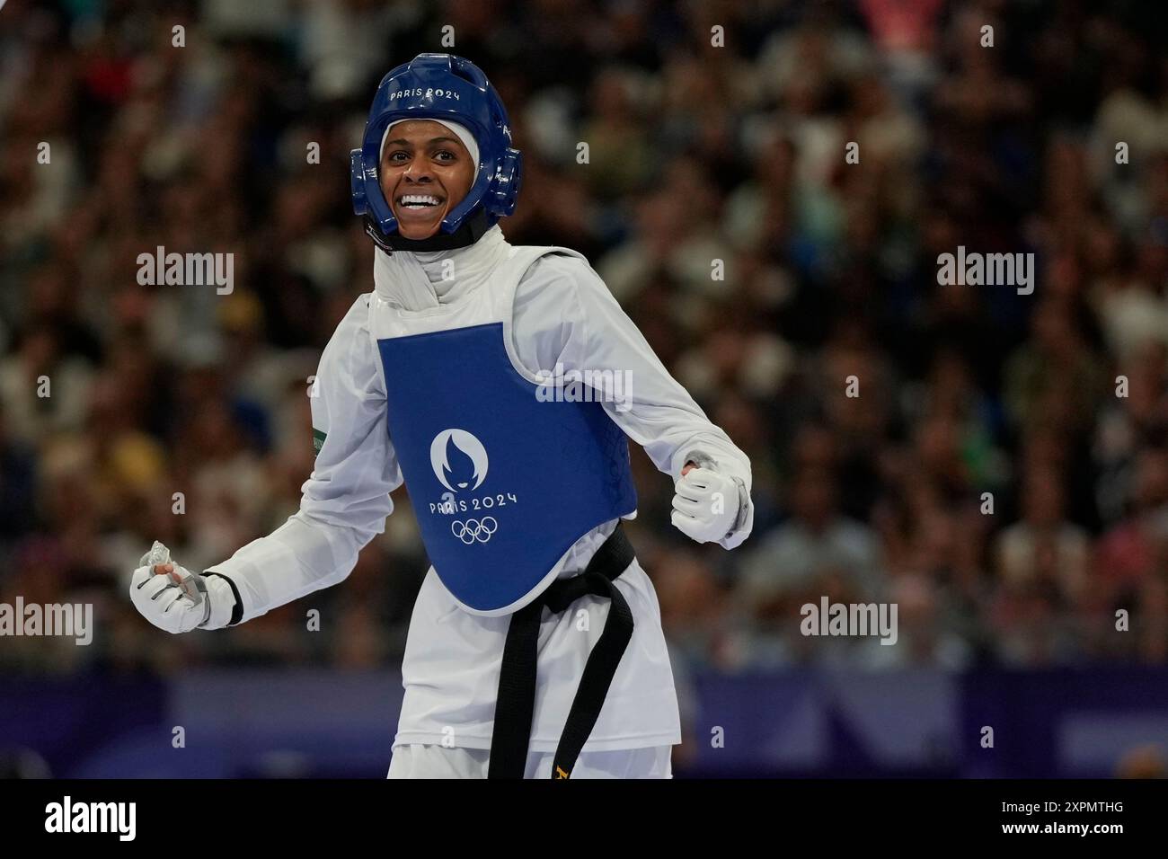 Saudi Arabia's Dunya Ali M Abutaleb reacts as she competes with Israel ...