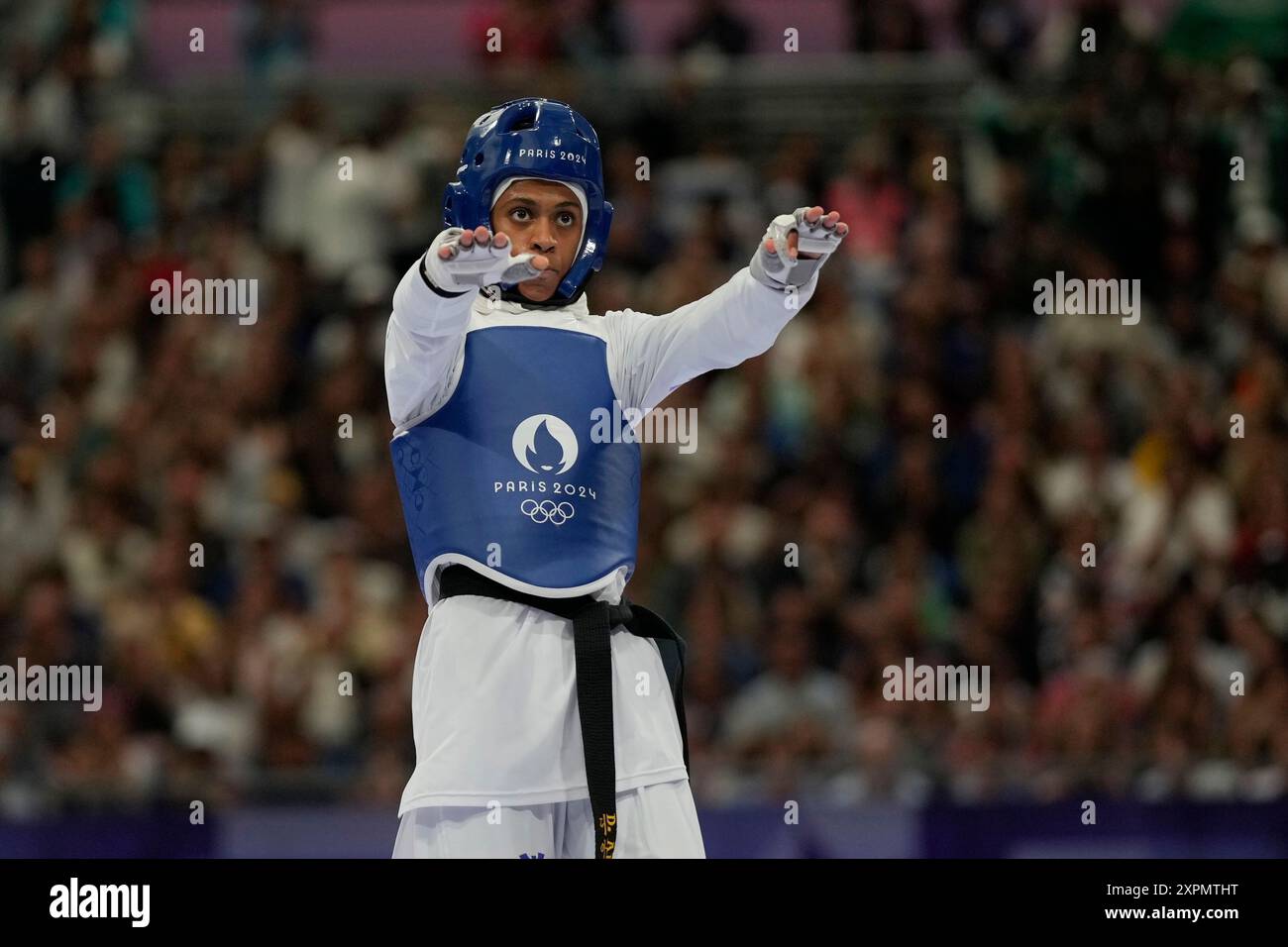 Saudi Arabia's Dunya Ali M Abutaleb reacts as she competes with Israel ...