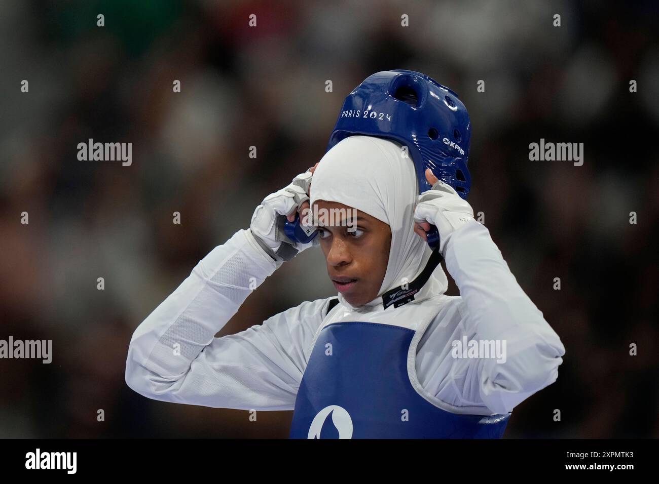 Saudi Arabia's Dunya Ali M Abutaleb stands as she competes with Israel ...