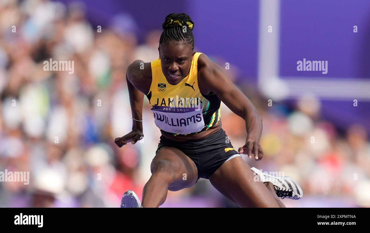 Danielle Williams, of Jamaica, competes in the women's 100-meter ...