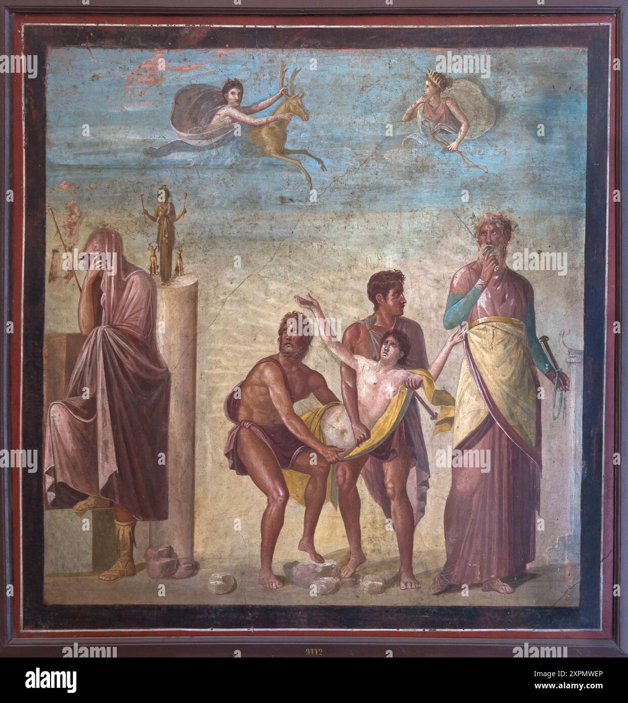 Iphigeneia carried to the sacrifice (centre) while the seer Calchas (on ...