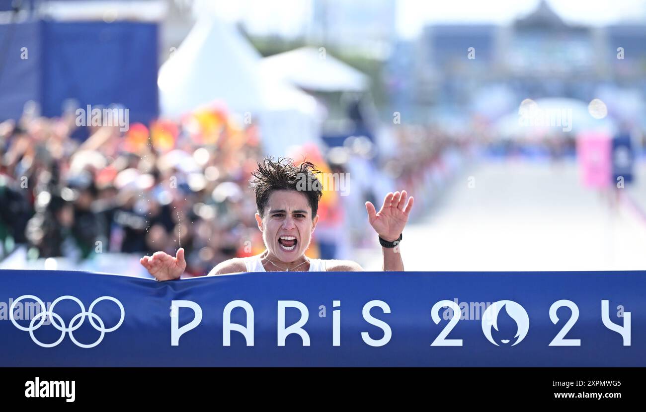 Paris, France. 07th Aug, 2024. Olympics, Paris 2024, athletics, walking ...