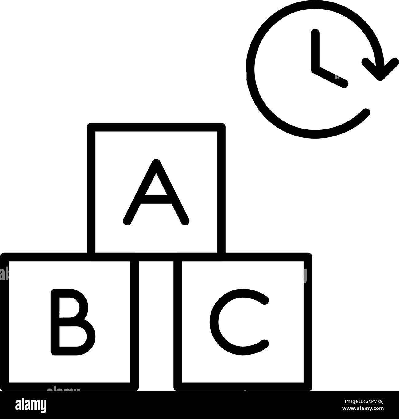 Letter cubes with alphabet and clock. Play and learn time for babies ...