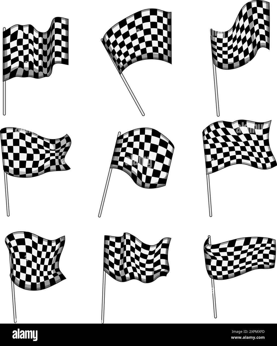 finish flag set cartoon vector illustration Stock Vector Image & Art ...