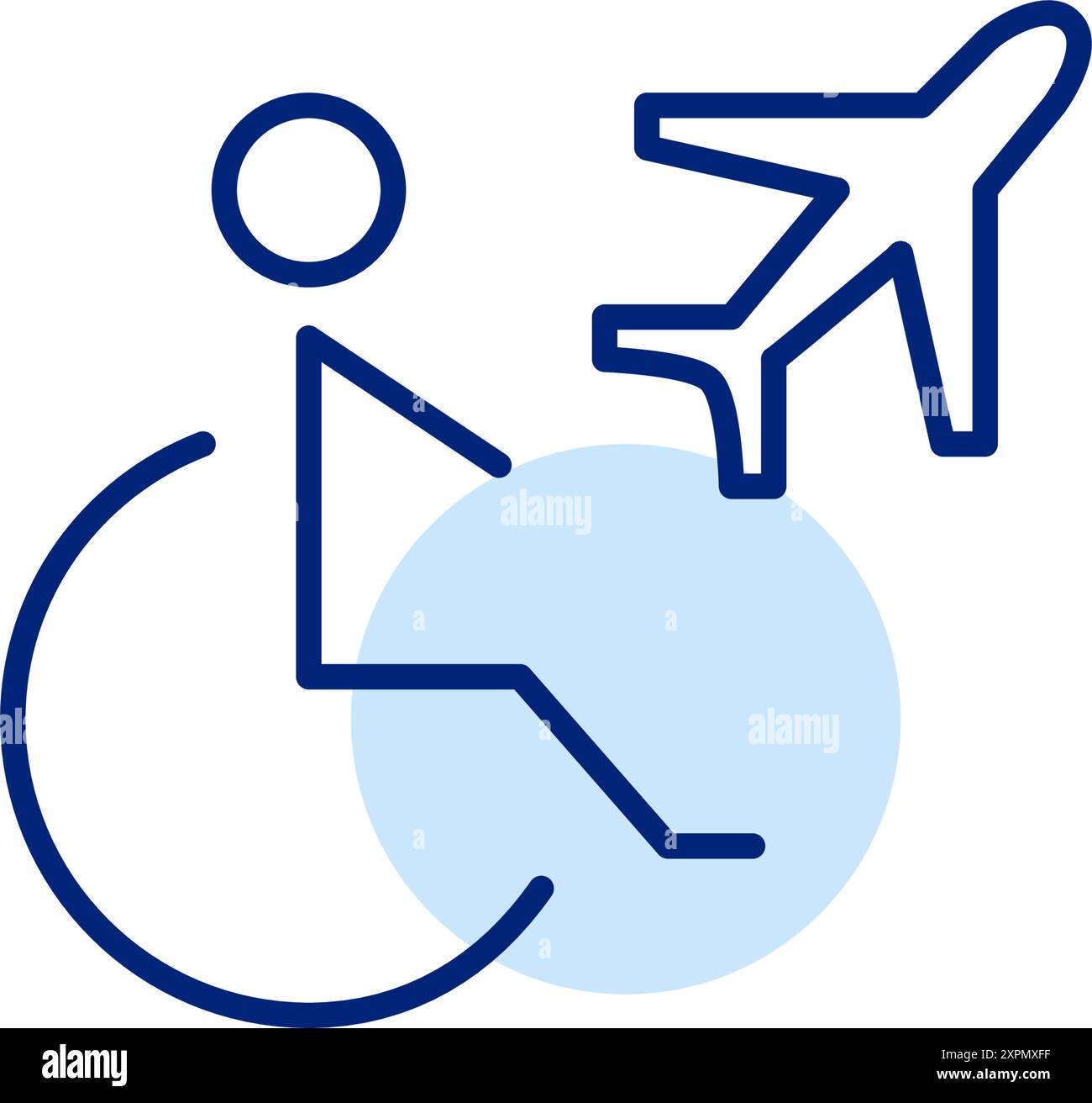 Person in wheelchair and airplane. Flight accessibility, inclusive ...