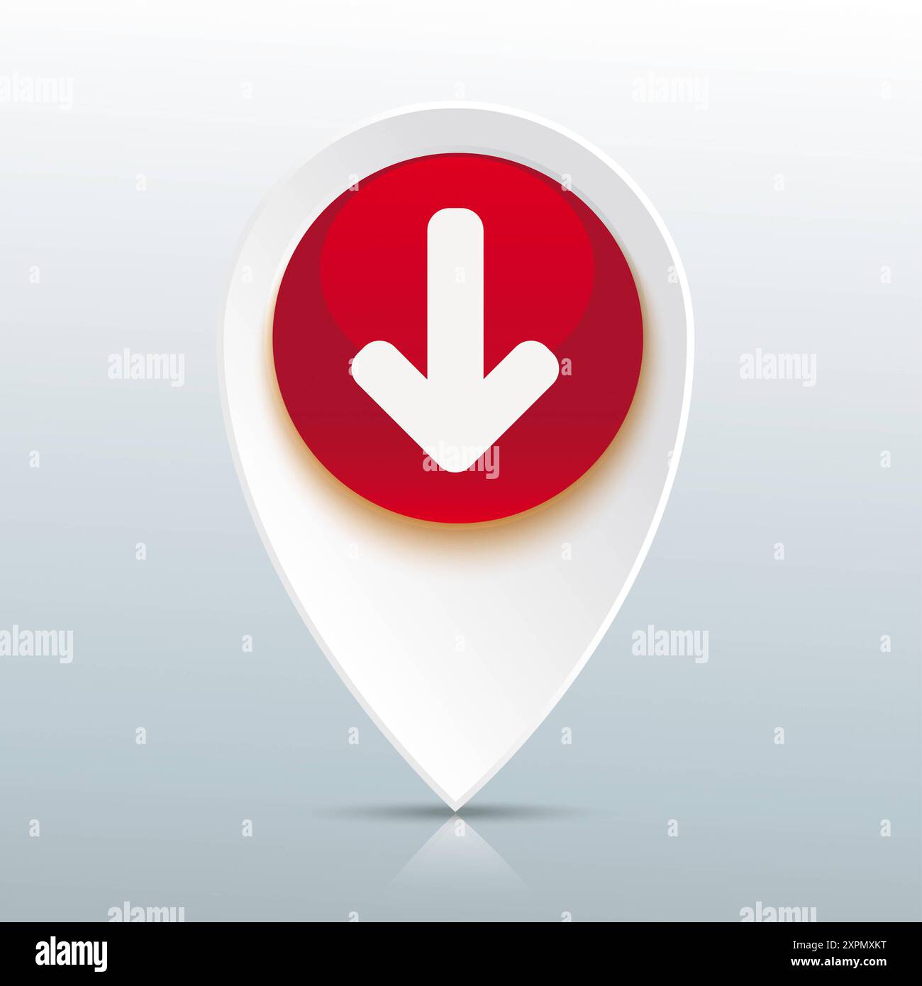 Stock Market Crash Red Button Pointer with downward arrow on the gray ...